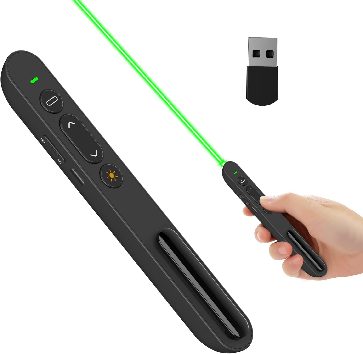 Presentation Clicker with Green Light, PPT PowerPoint Clicker, 2.4GHz ...