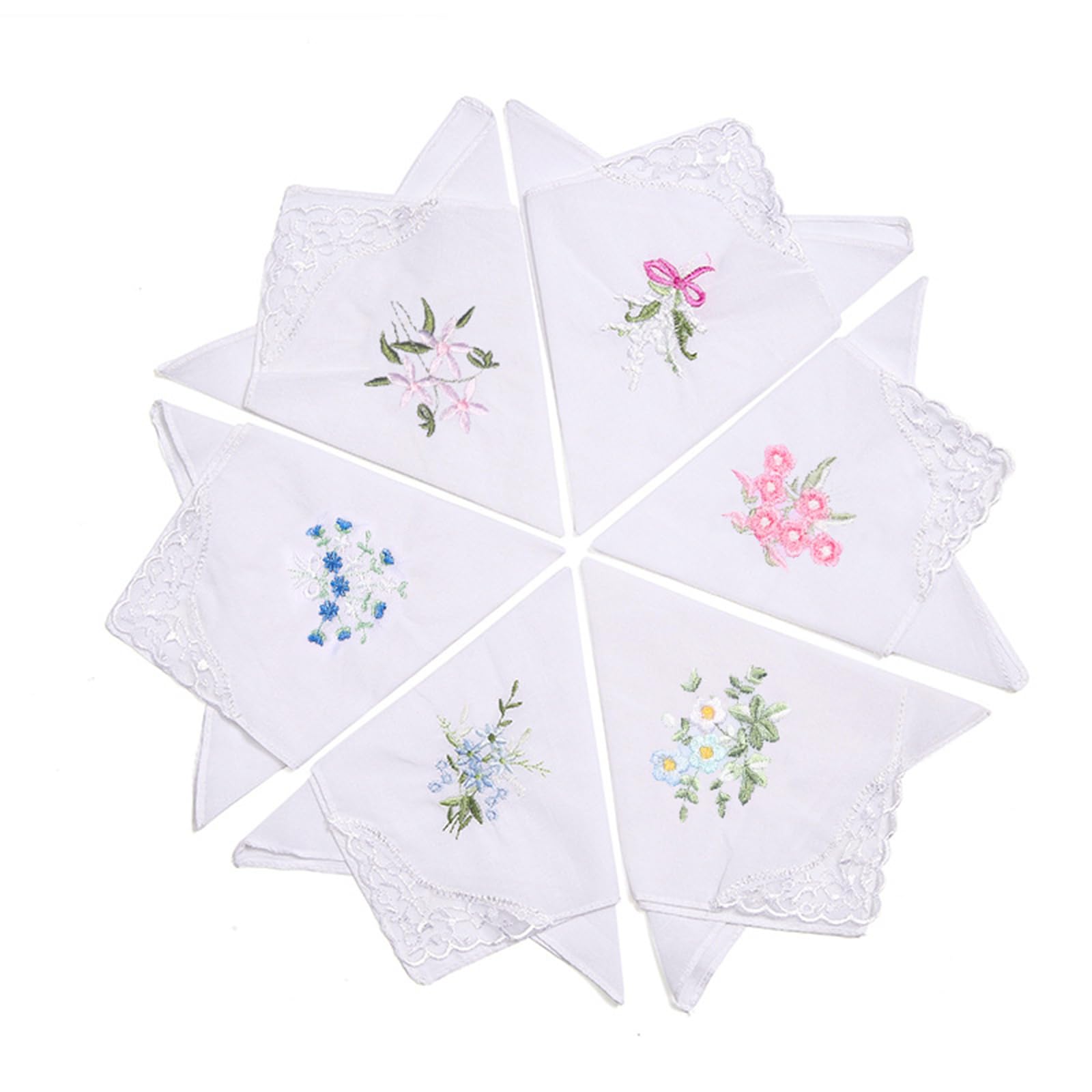 6 Pack Ladies Handkerchiefs, Cotton Blend Handkerchief Vintage Floral ...