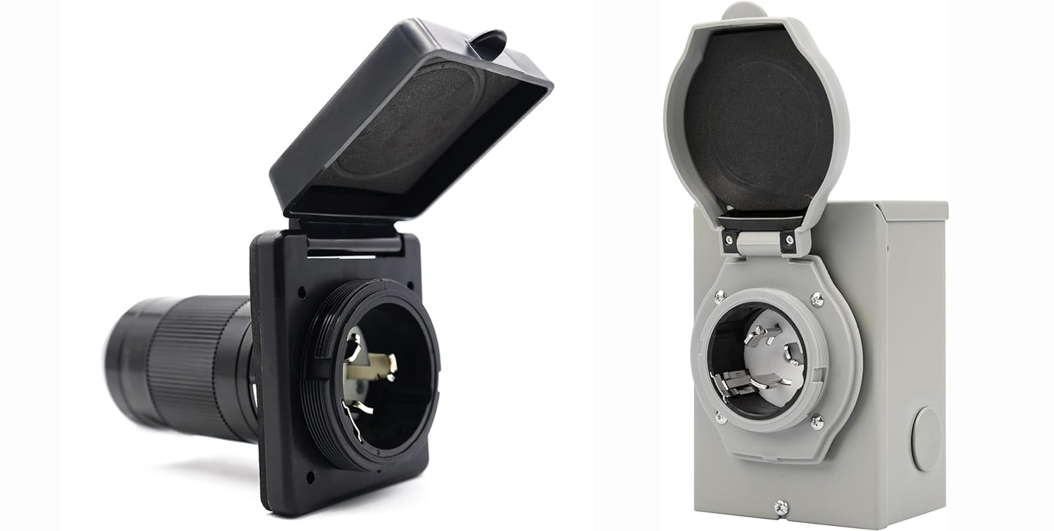 Veepeak 50 Amp Shore Power Inlet NEMA SS2-50P Twist Locking Plug and 50 ...