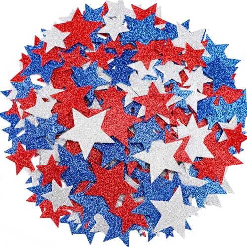 Amazon.com: Tongcloud Patriotic Glitter Star Foam Stickers - 150pcs ...