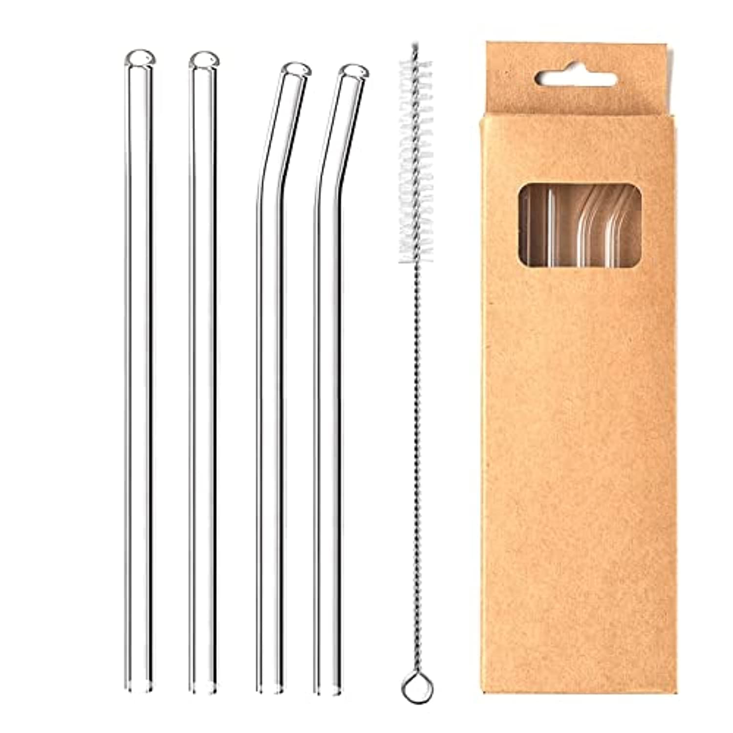Amazon.com: Reusable Glass Straws, 8mm Straight Bent Glass Drinking ...