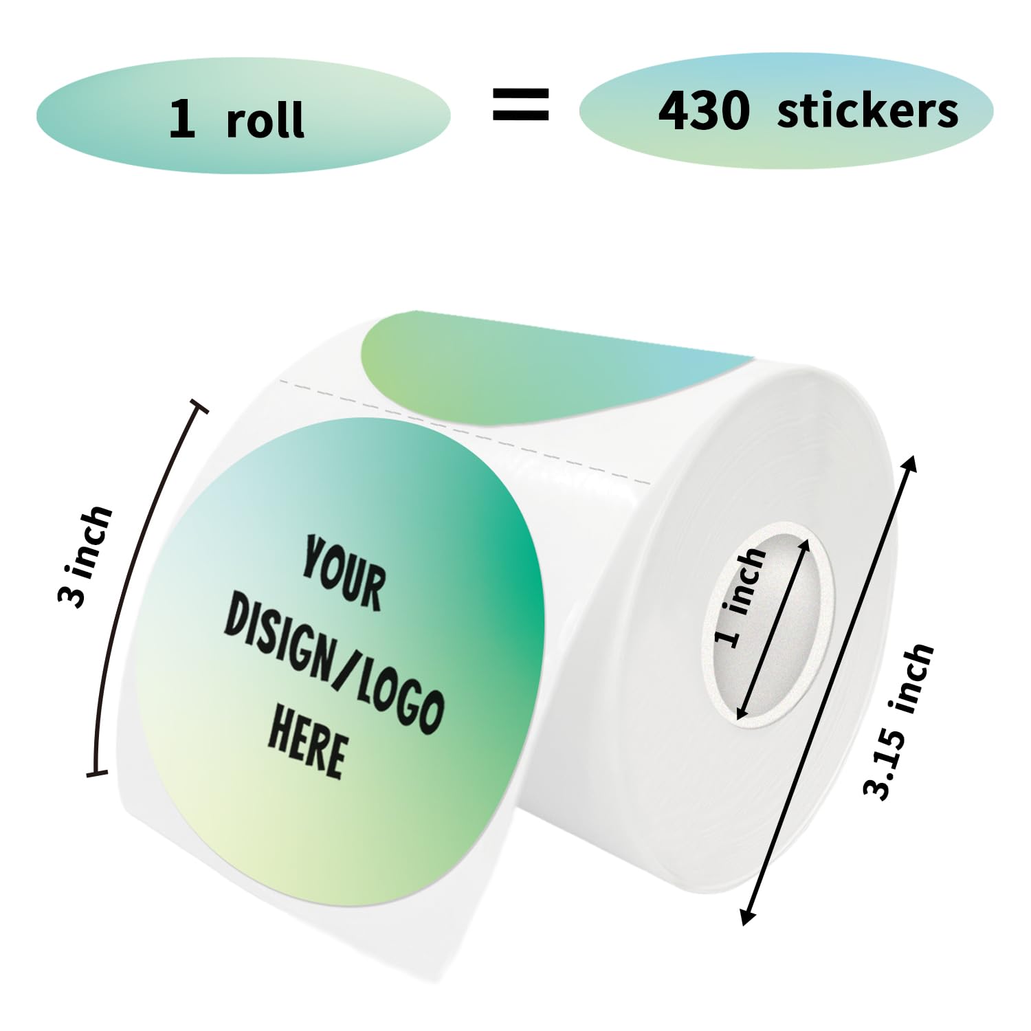 Snapklik.com : 3 Inch Green Round Thermal Sticker Labels, Self-Adhesive ...
