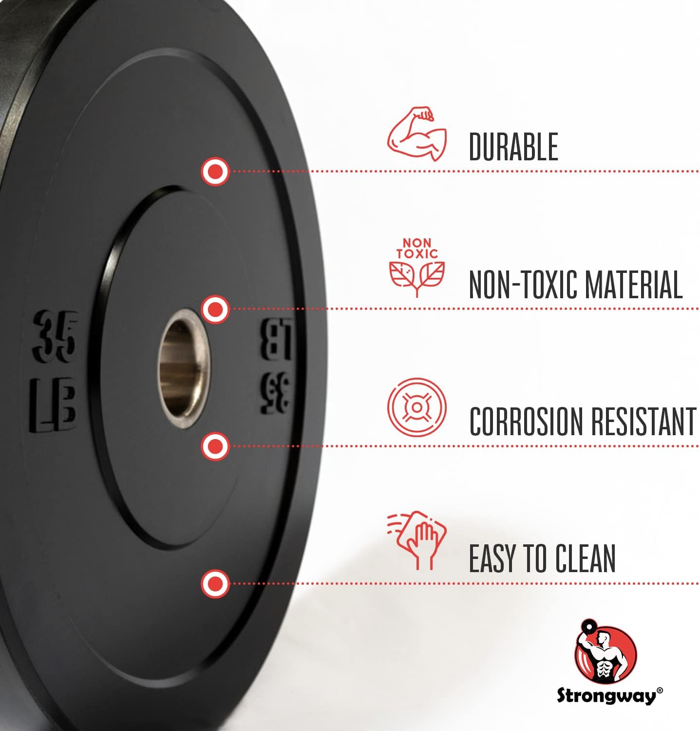 Strongway Placas de peso olímpicas para parachoques (10 libras, 15 ...