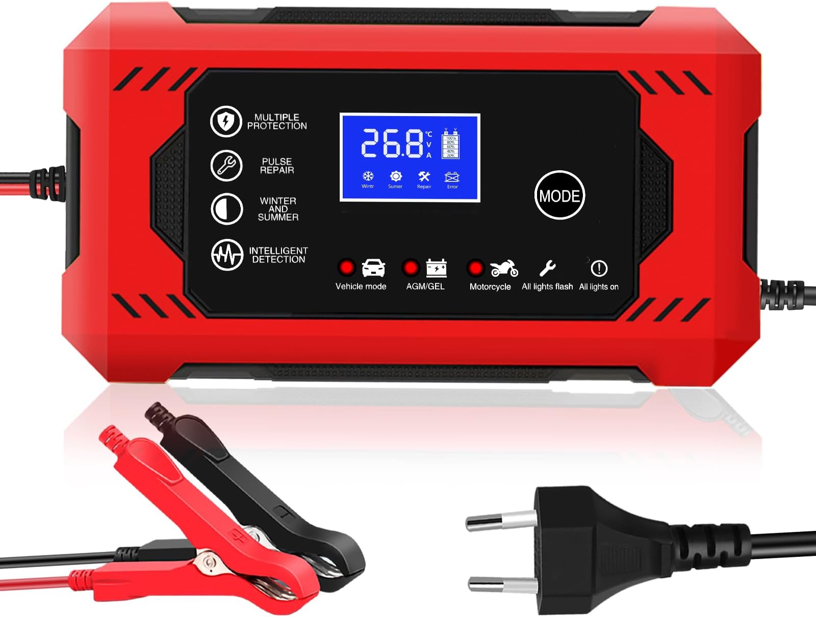 10A Autobatterie Ladegerät, 12V/24V Smart vollautomatische Batterie ...