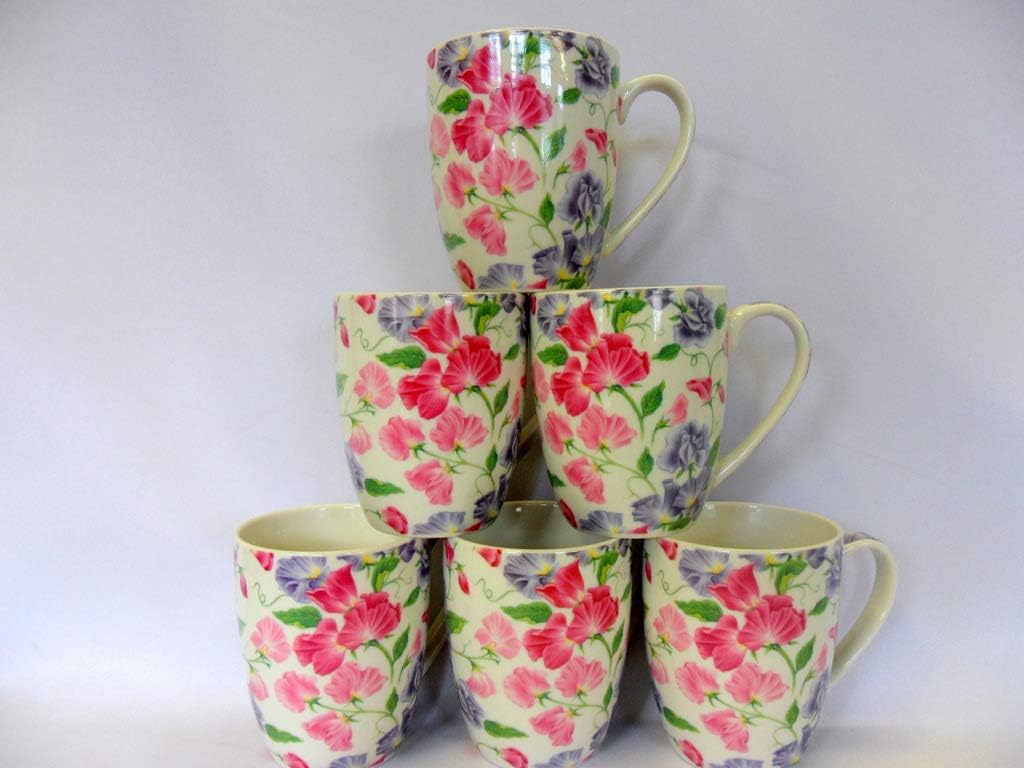 Heron Cross Pottery "Abbeydale Collection" Set of 6 Aspen China Mugs in ...