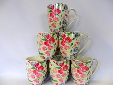 Heron Cross Pottery "Abbeydale Collection" Set of 6 Aspen China Mugs in ...