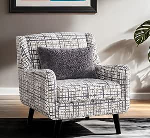 Amazon.com: Modern Accent Chair, Plaid Pattern Fabric Upholstery, Track ...