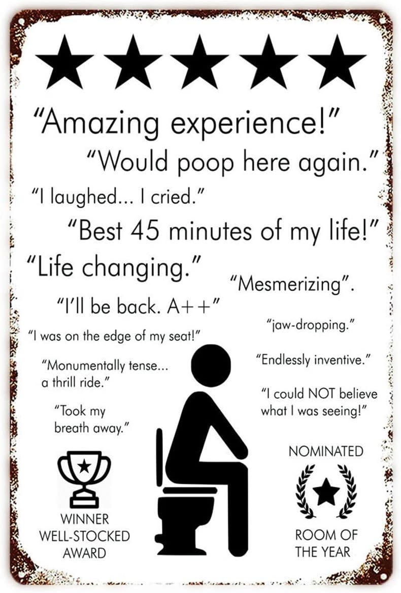Amazon.com : Toilet Funny Bathroom Decor 11" x 16" Pack 4 - Hilarious ...