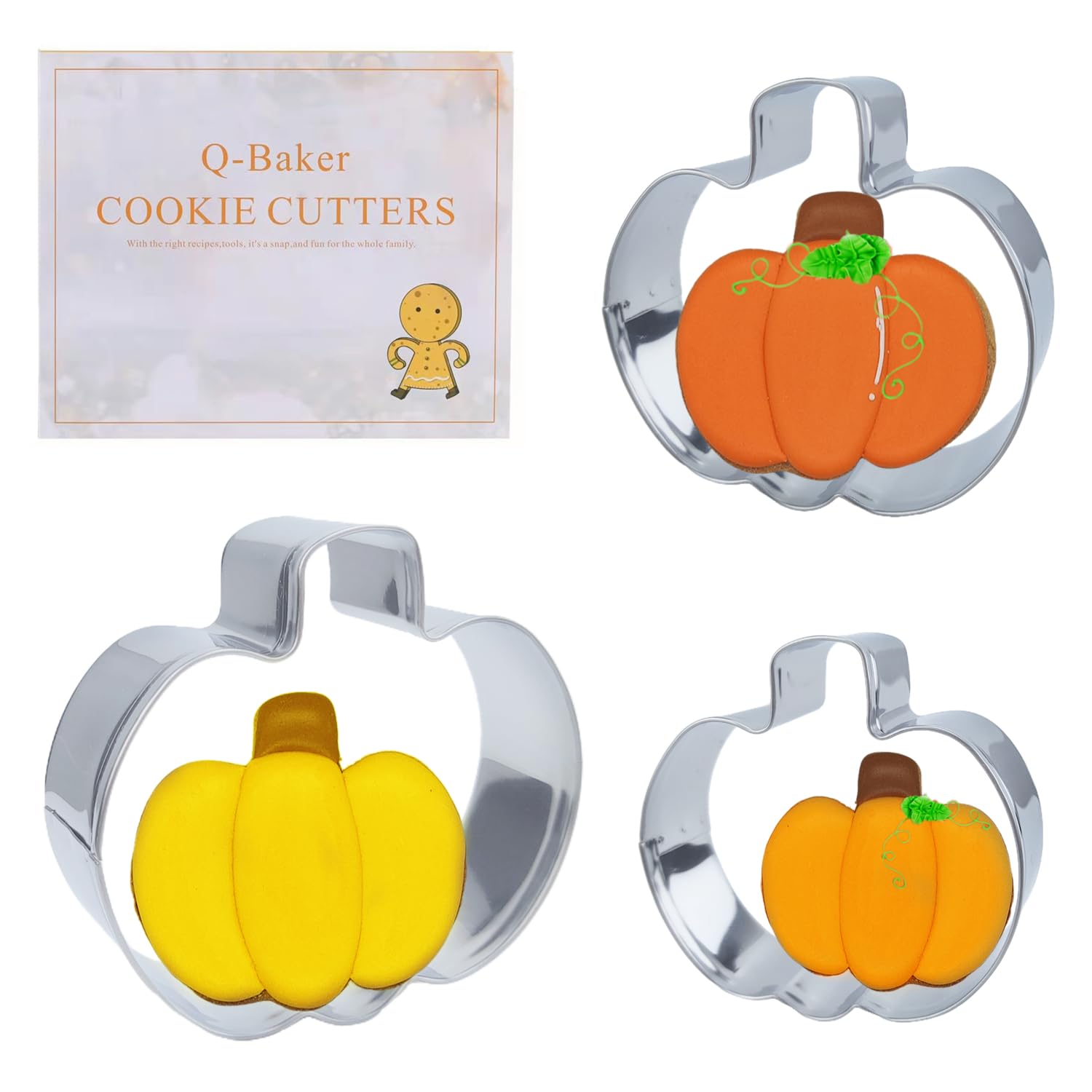 Amazon.com: 3 PCS Fall Pumpkin Cookie Cutters, 3.85", 3.2", 2.25 ...