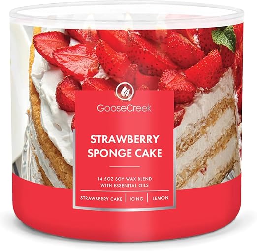 Amazon.com: Goose Creek Strawberry Sponge Cake 3-Wick Scented Candle ...