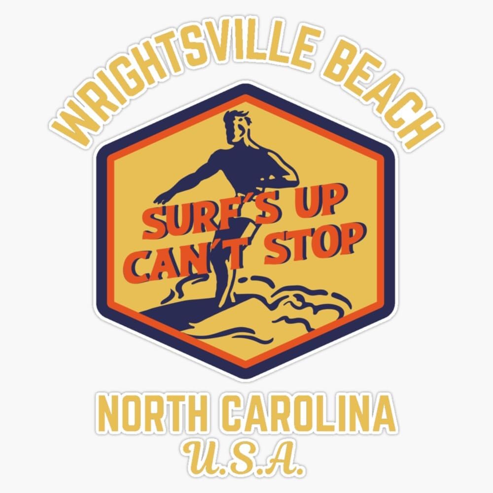 Amazon.com - Retro Surf Wrightsville Beach North Carolina U.S.A. Gold ...