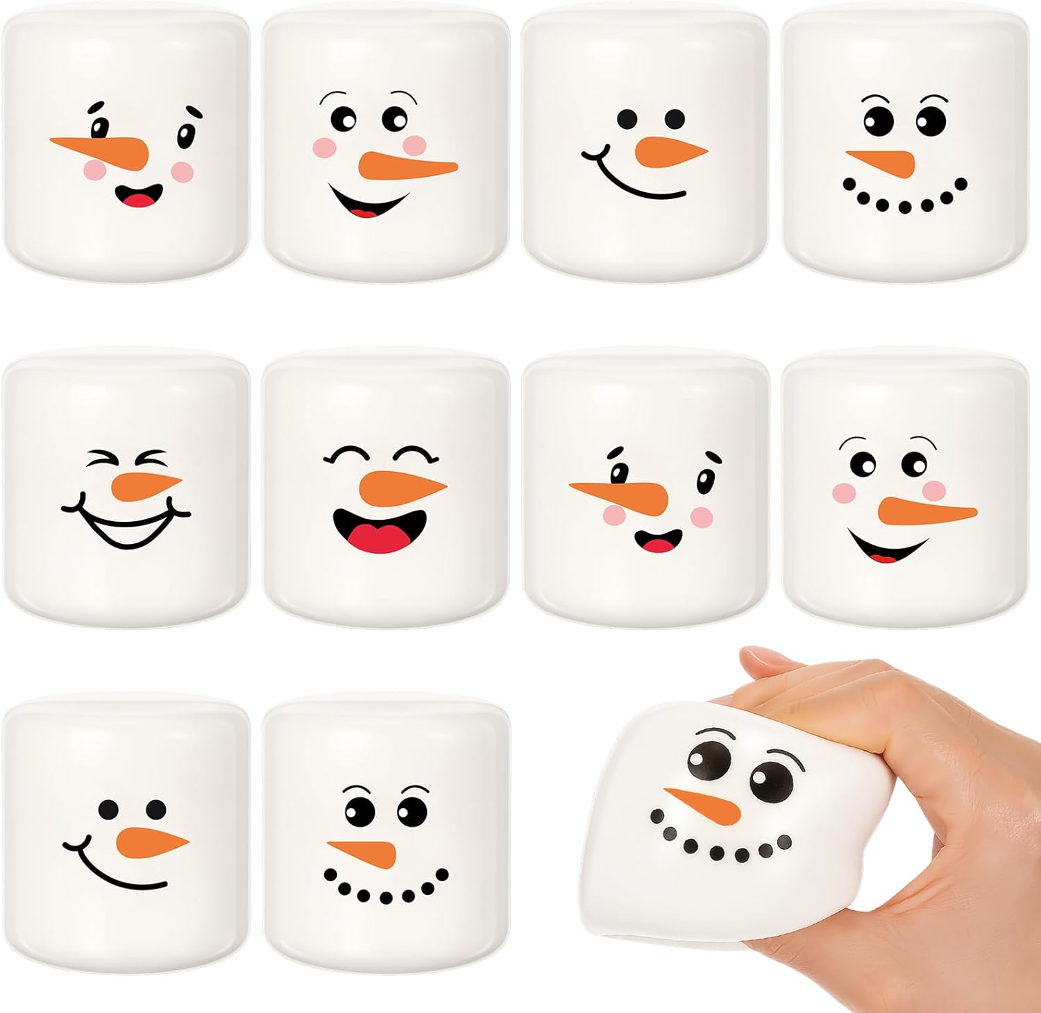 Amazon.com: Arrowbash 12 Pack Marshmallow Snowman Stress Ball Set ...
