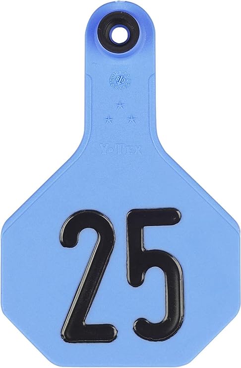 Amazon.com: YTex 3 Star Medium Cattle ID Ear Tags Blue Numbered 76-100 ...