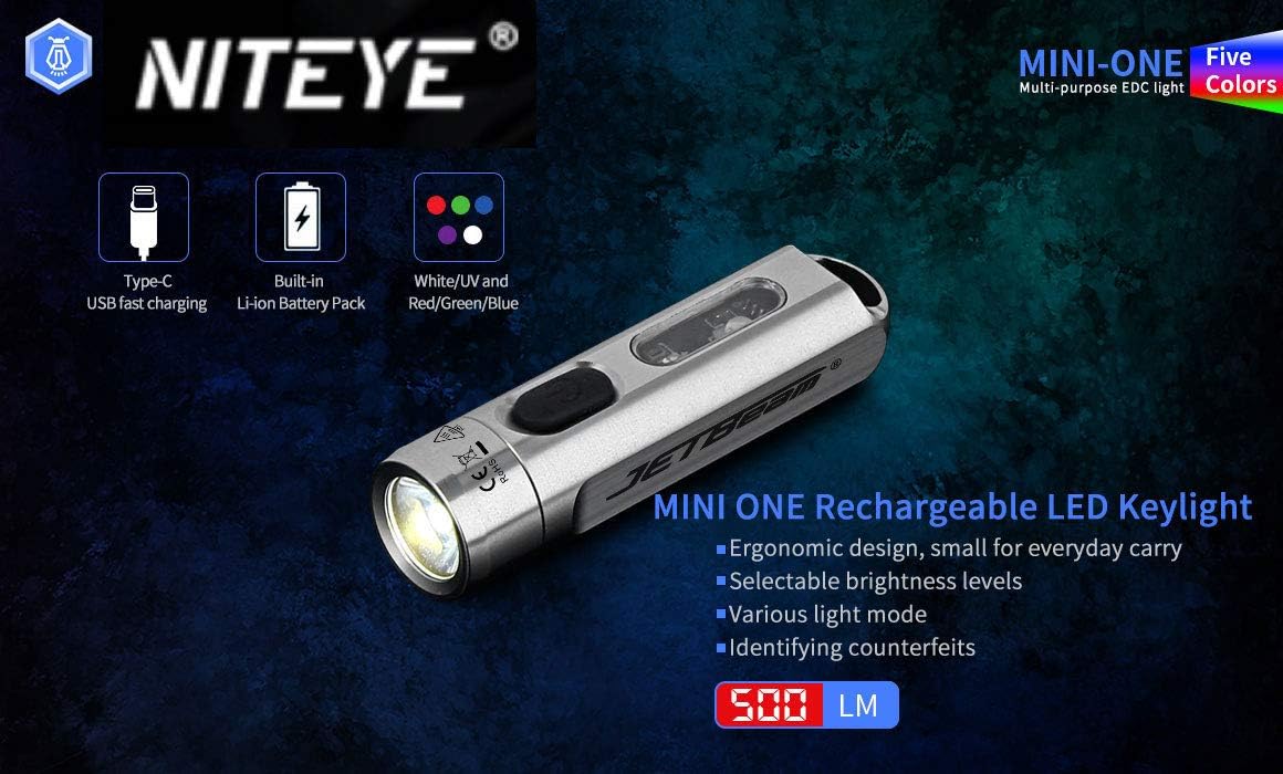 JETBeam Mini ONE USB Charge Cree XP-G3 500 Lumens 5 Color LED ...