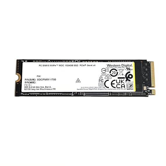 Western Digital WD SSD 1TB PC SN810 SDCPNRY-1T00 PCIe 4.0 NVMe M.2 2280 ...