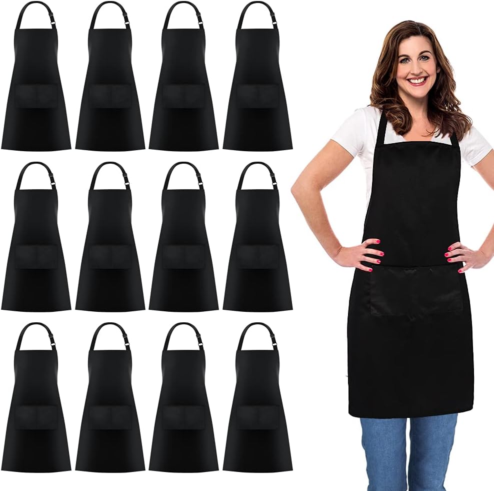 Amazon.com: White Classic Black Aprons for Adults - Commercial Chef ...