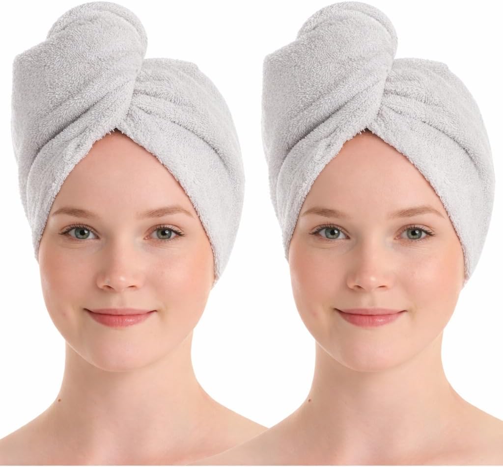 Amazon.com : Seritaine 100% Turkish Cotton Hair Towel Wrap 2 Pack ...