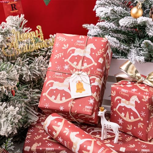 Snapklik.com : RUSPEPA Christmas Wrapping Paper, Jumbo Roll Kraft Paper