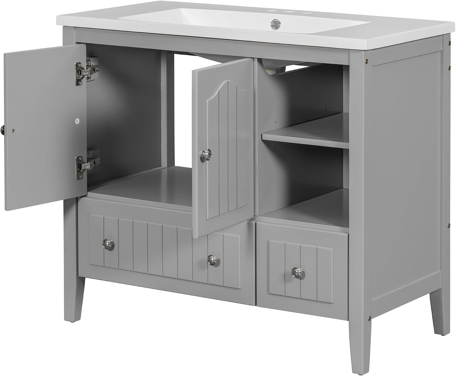 Amazon.com: TABBC 36Inch Bathroom Vanity Combo w/Doors, Drawers & Open ...