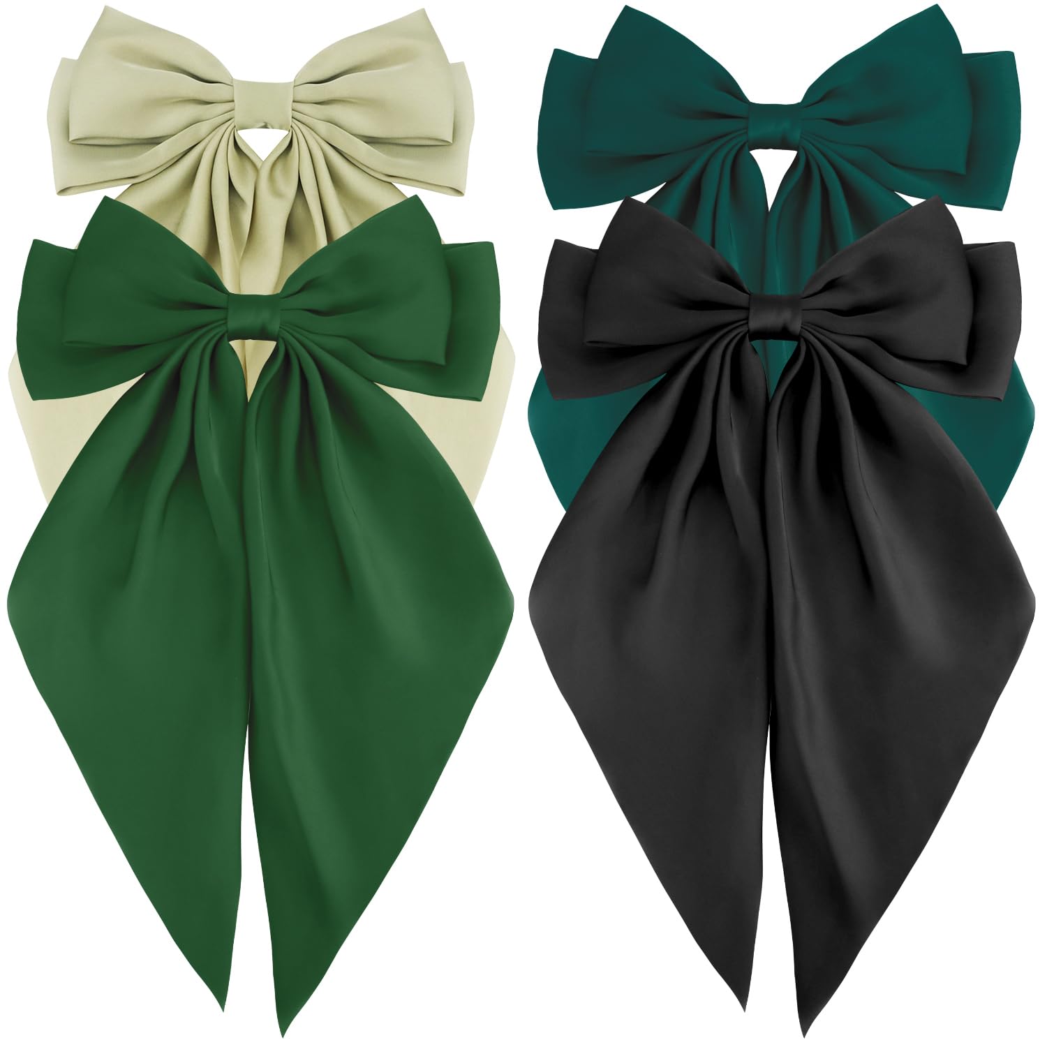Amazon.com : Atoden Green Hair Bows Silky Satin Bows for Hair Ribbons ...