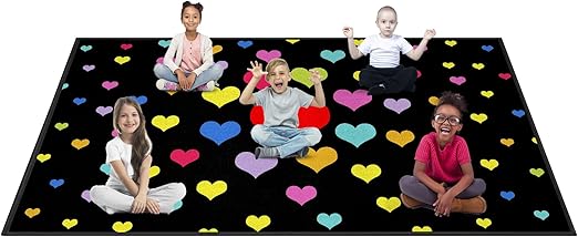 Amazon.com: Booooom Jackson Black Classroom Rug Elementary, Large Heart ...