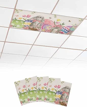 Wowouhiya 4 Pack Fluorescent Light Cover for Ceiling Lights, Easter ...