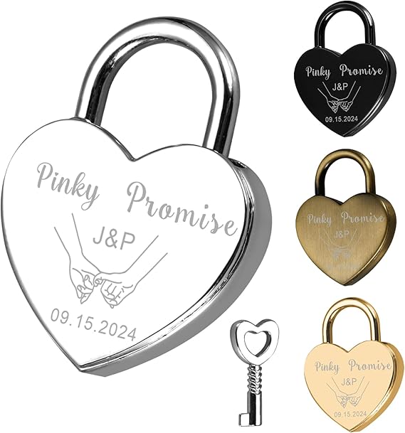 Personalized Love Lock with Key Pinky Promise Custom Heart Lock for ...