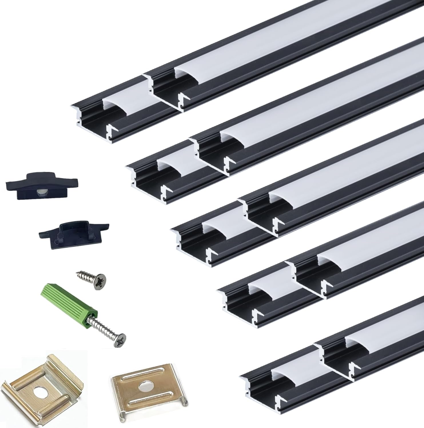 THMOOTHER Recessed LED Strip Black Channel Diffuser 10-Pack 6.56FT,23 ...