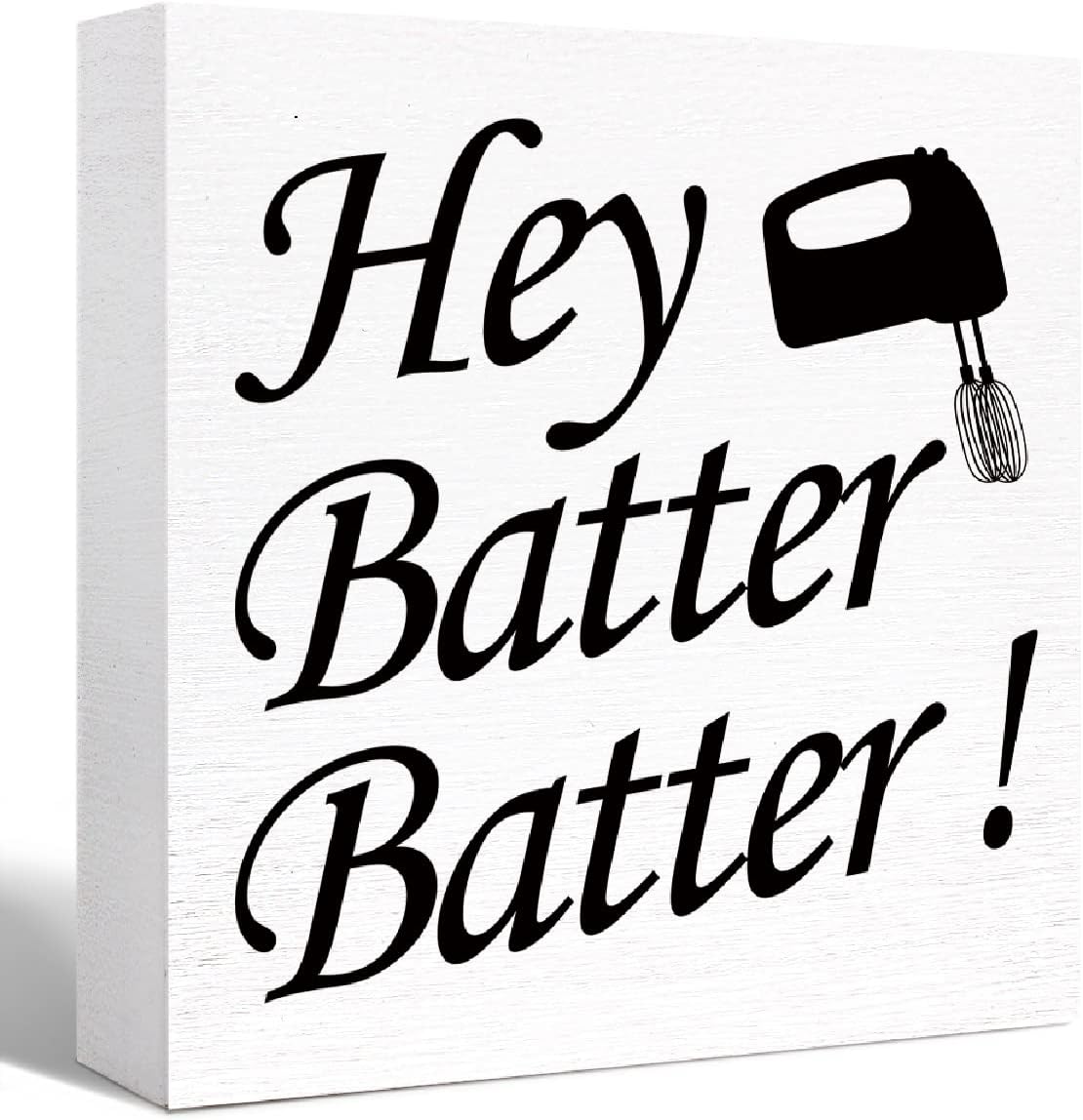 Amazon.com: Kitchen Wood Box Signs,Hey Batter Batter Kitchen Wood Block ...