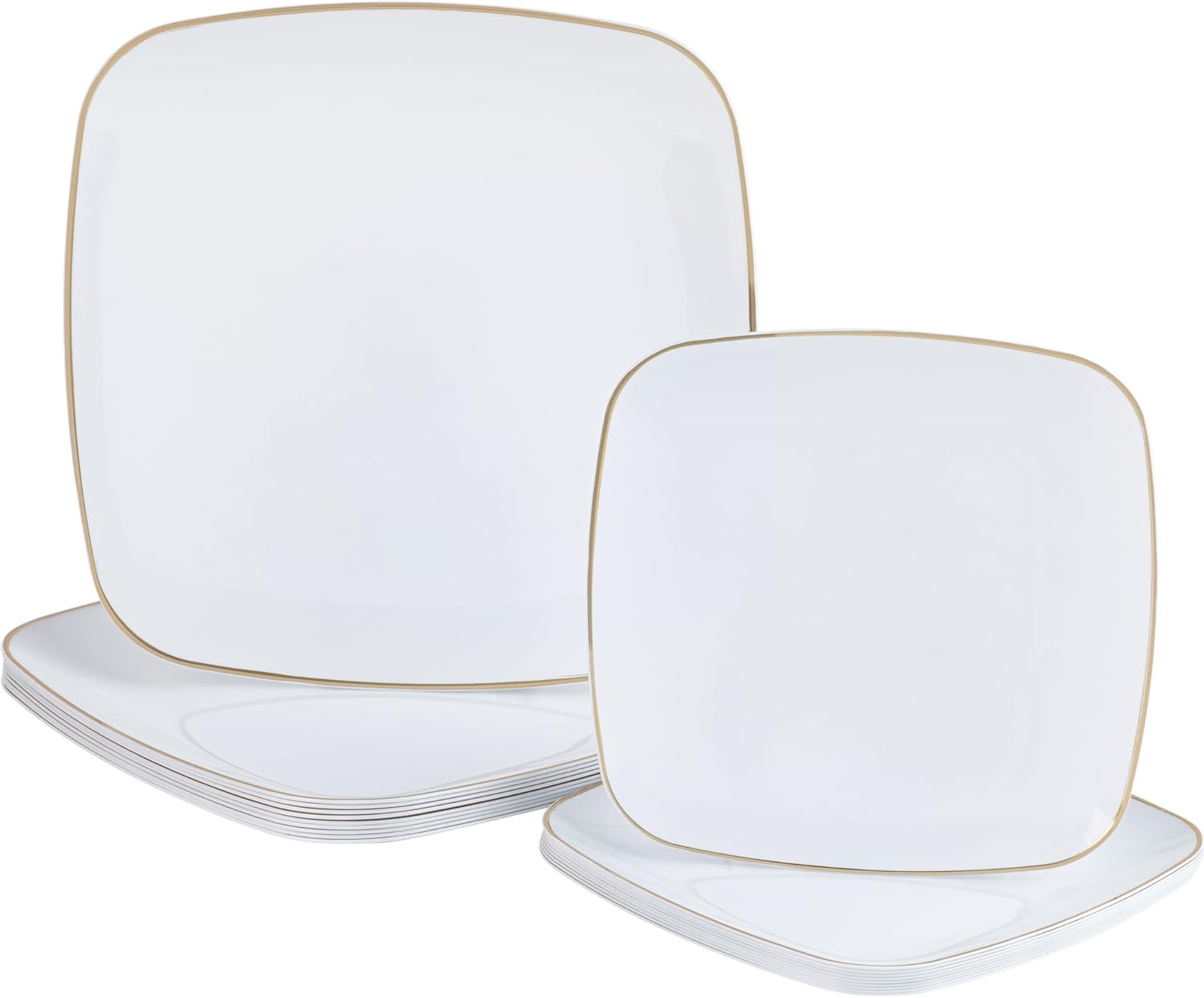 Amazon.com: Dining Collection Party Plastic Plates – Gold Rim Square ...
