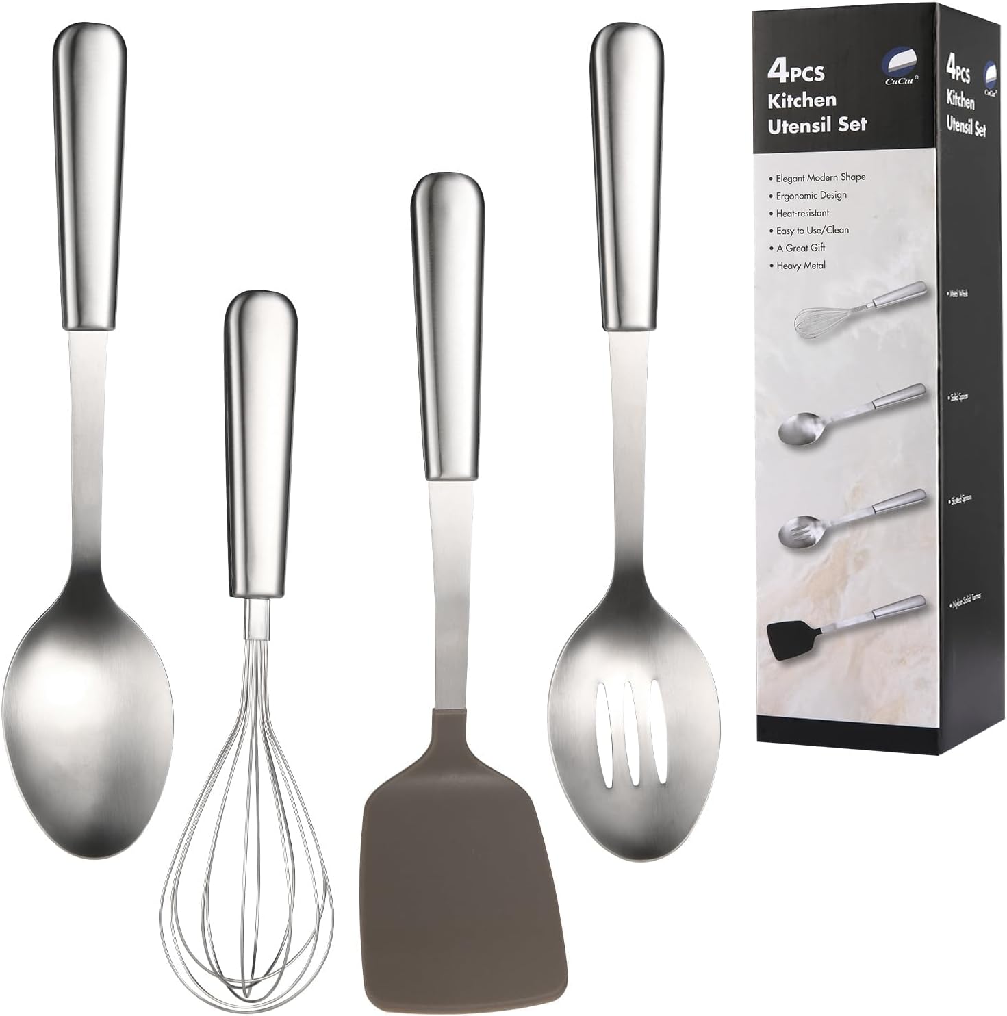 Amazon.com: CuCut Stainless Steel Cooking Utensils Set, 4-piece Kitchen ...