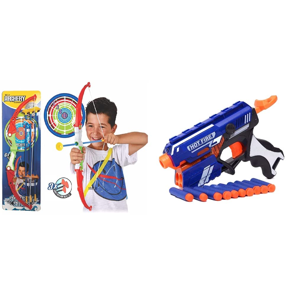 Storio Archery Bow and Arrow Toy Set with Target Board+Storm Hot Fire ...