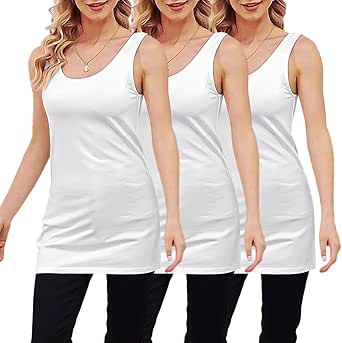 DYLH Long Tank Tops for Women Tunic Tank Tops Undershirts Cotton Yoga ...