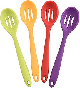 Amazon.com: 4-Piece Silicone Slotted Spoon for Draining & Serving, One ...