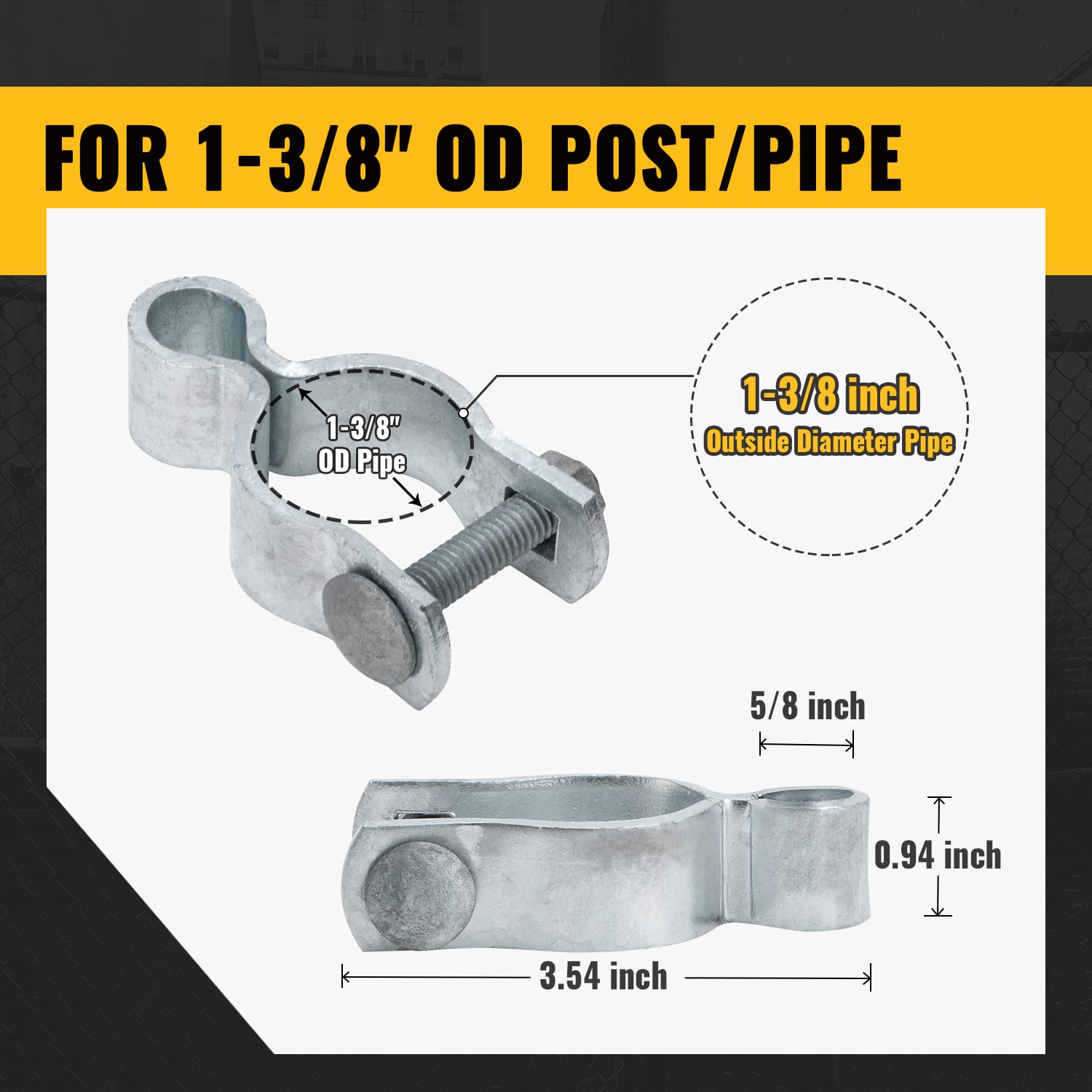 Snapklik.com : 1-3/8" Chain Link Female Gate Hinge, Metal Gate Hinge ...