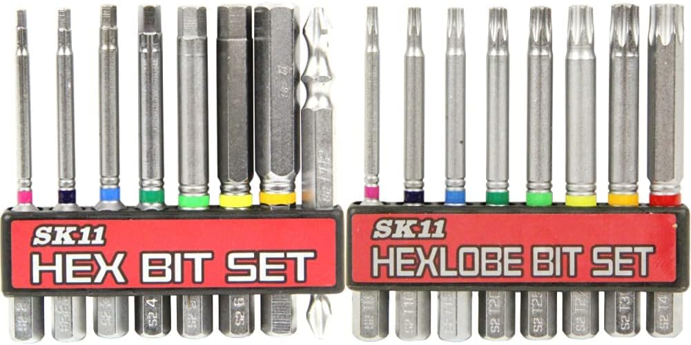 Amazon | SK11 六角ビット 8点セット 65mm BS-20N 六角軸 6.35mm & SK11 トルクスネジ用ビット 8点セット 65mm BS-22N 六角軸 6.35mm ...