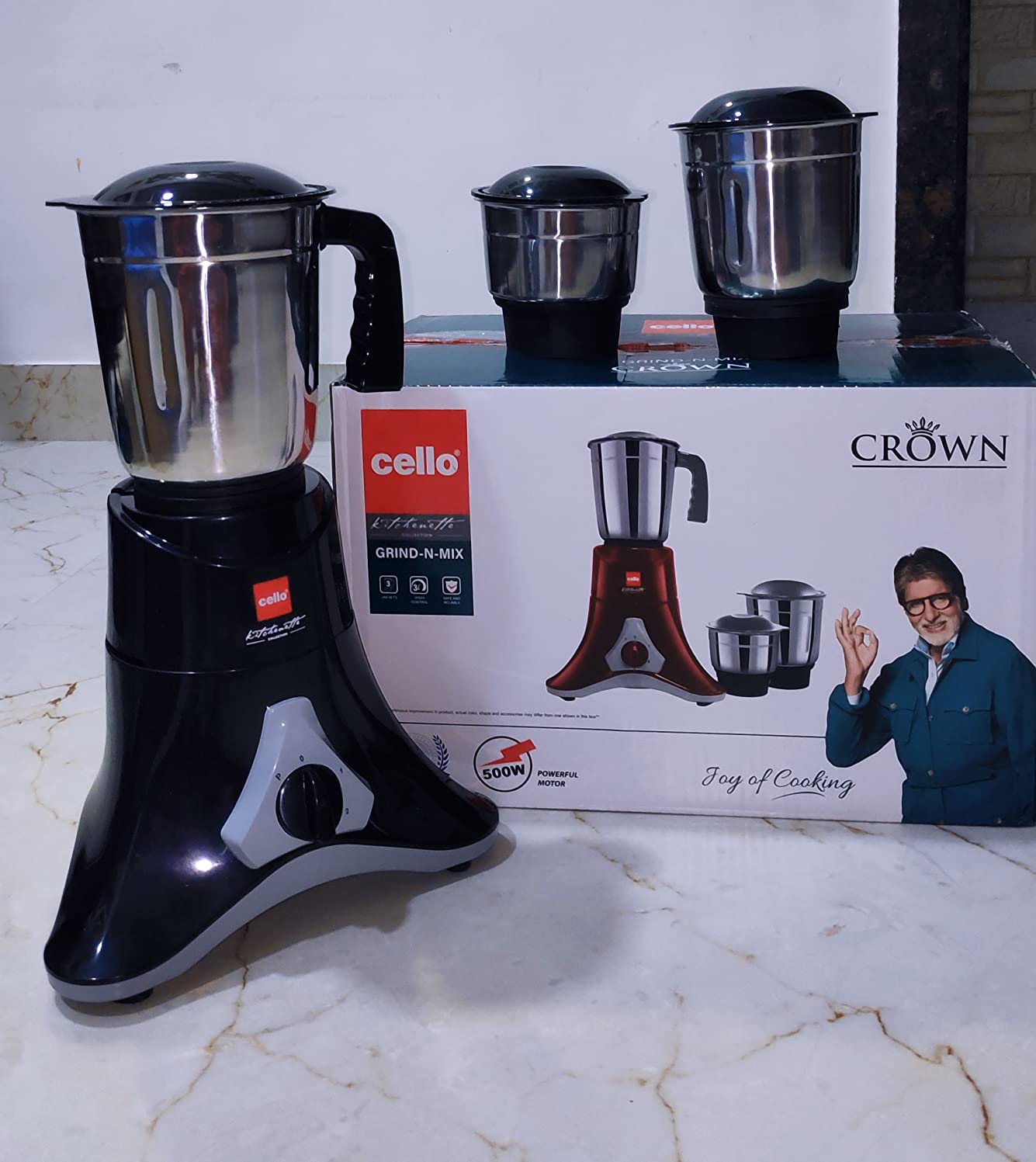 Buy Cello Crown Grind-N-Mix Mixer Grinder 500Watt with 3 Stainless ...