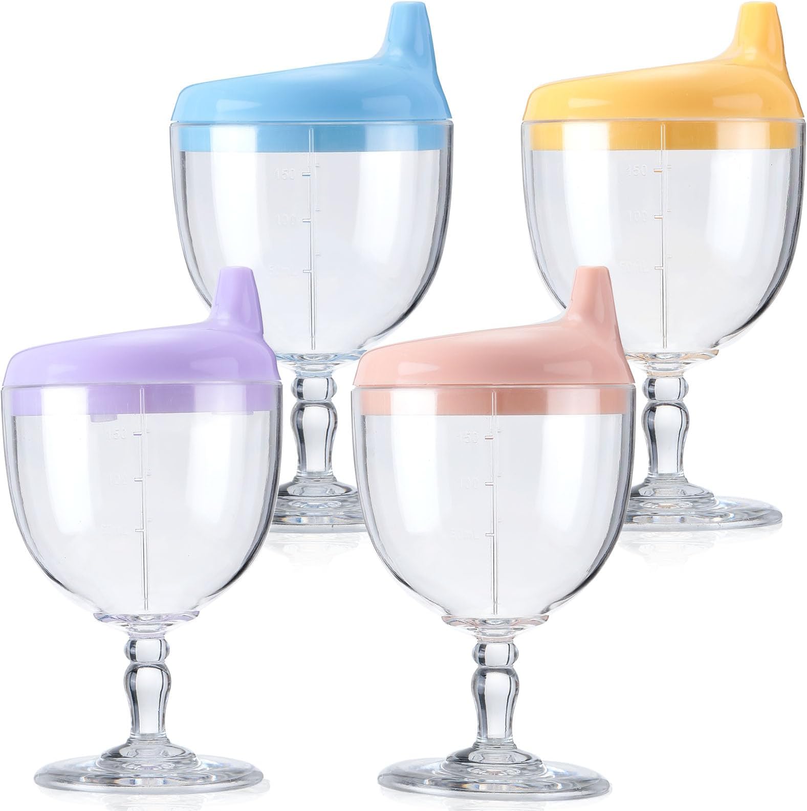 Amazon.com: Goaste 4 Pack Toddler Sippy Cups, 7oz No Spill Plastic Wine ...