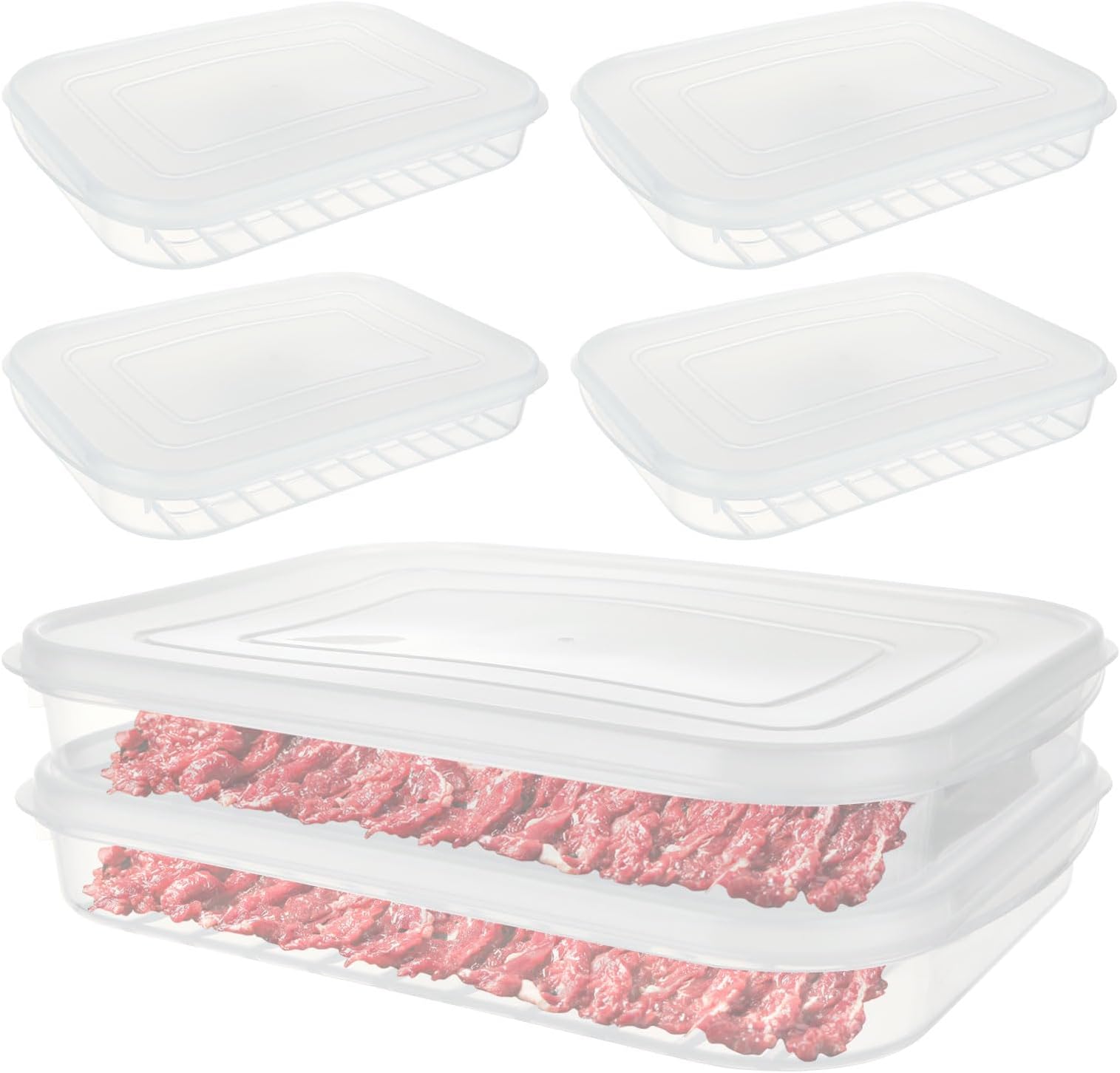 Amazon.com: CYEAH 6 Pcs Bacon Keeper Plastic Deli Meat Saver with Lids ...