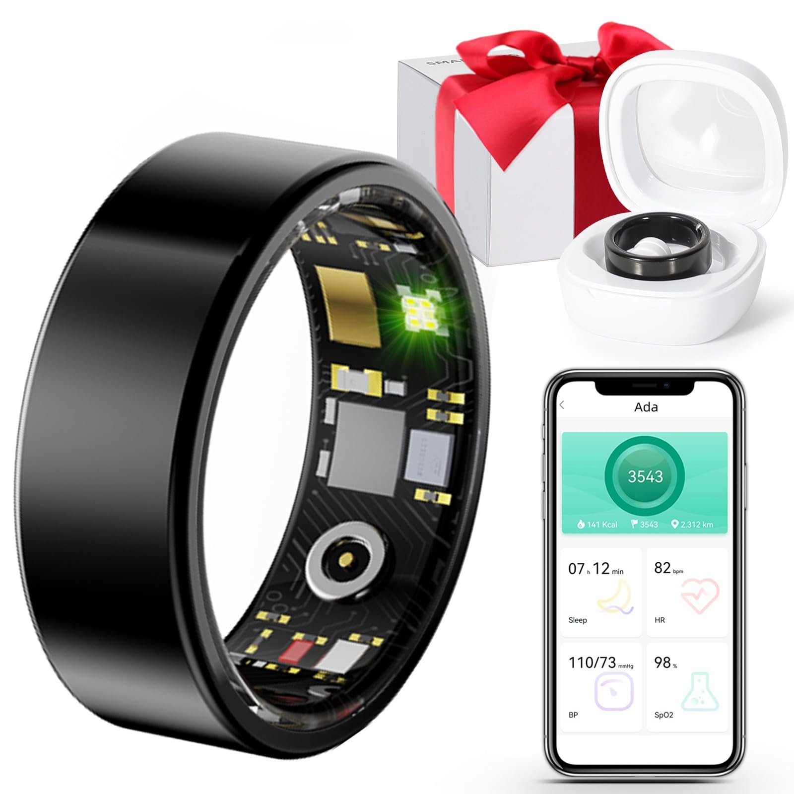 Amazon.com : Smart Ring Fitness Tracker Ring for Men Women - Health ...