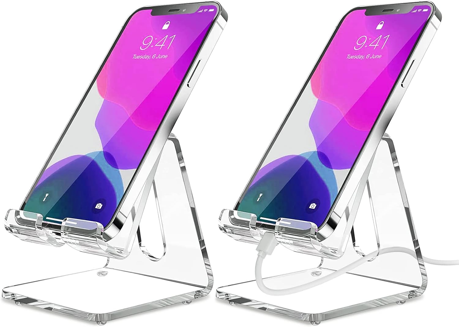 Amazon.com: KTRIO 2 Pack Acrylic Cell Phone Stand Holder for Desk ...