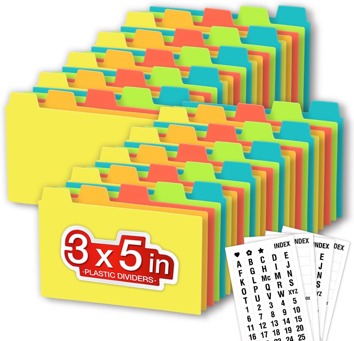 Amazon.com : Oxford Poly Index Card Guide Set, 3 x 5 Inches, A-Z, 1/5 ...
