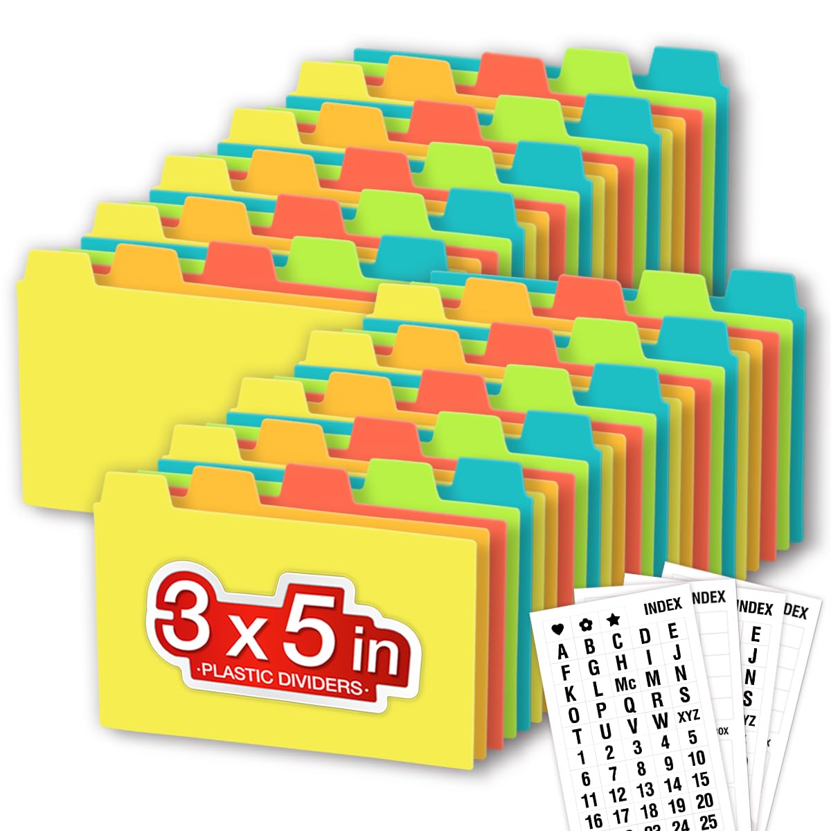 Snapklik.com : Chell 3x5 Plastic Index Card Dividers, Heavyweight Poly ...