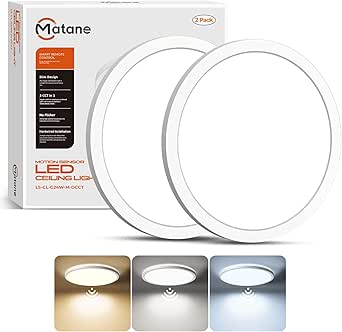 Matane 2Pack Motion Sensor LED Ceiling Light with Remote, 12 Inch Wired ...