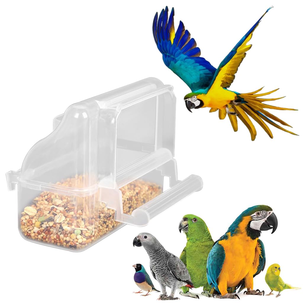 Qpets® Bird Food Case for Cage, Small Bird Food Feeder Water Dispenser ...