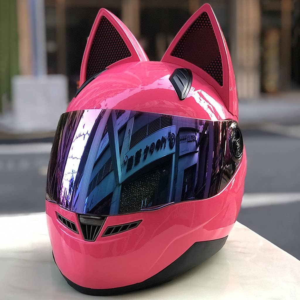 Amazon.com: All Seasons Full Face Cat Ears Helmet Cute Woman Design ...