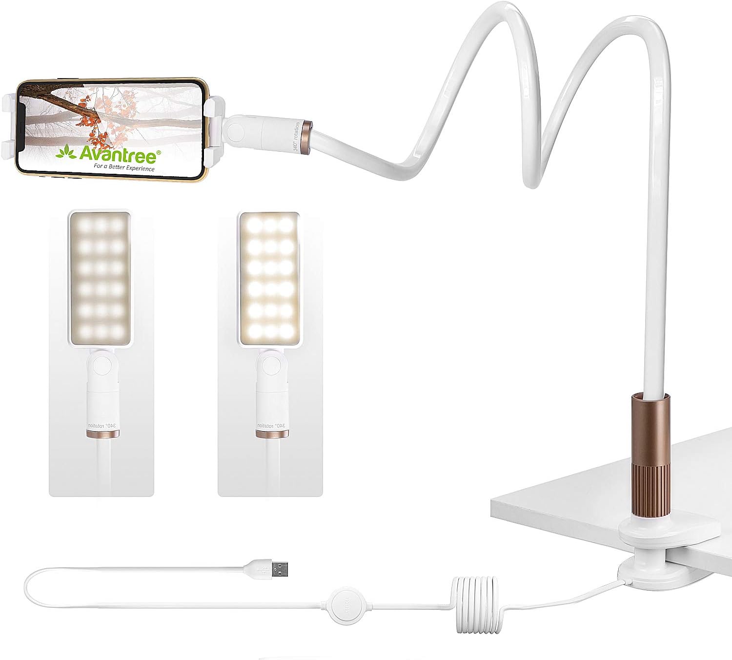 Amazon.com: Avantree Phone Clip Bed Holder & LED Light 2-in-1 for ...