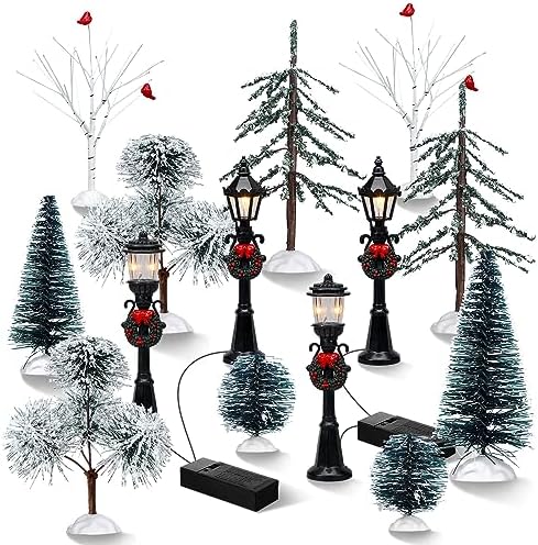 Amazon.com: 12 Pieces Christmas Tabletop Trees Halloween Village Trees ...
