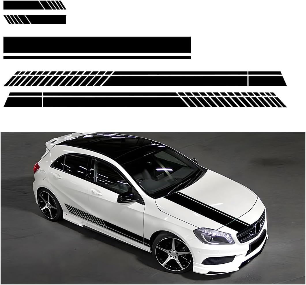 Adunsiaoto Car Bonnet Strip Sticker, Body Sticker PVC, Cars Racing Body ...