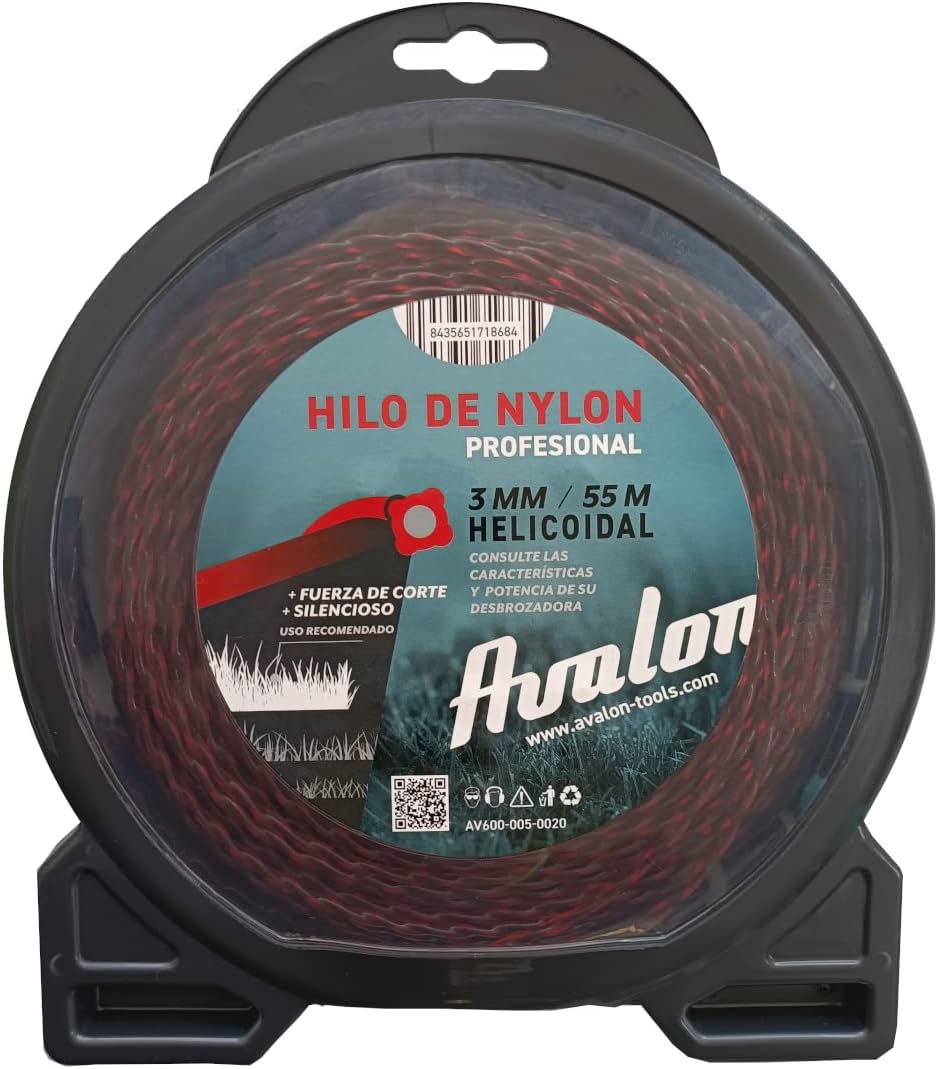 Avalon - Hilo Reforzado de Nylon Universal para Desbrozadora y Cortacesped (3 mm x 55 m) - Hilo ...